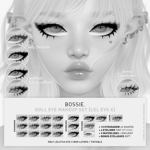 Second Life Marketplace - Bossie. doll eye makeup set [Lel EvoX][DEMO]